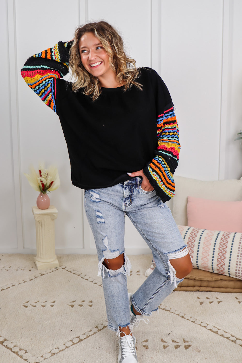 rainbow s end crochet sleeve top
